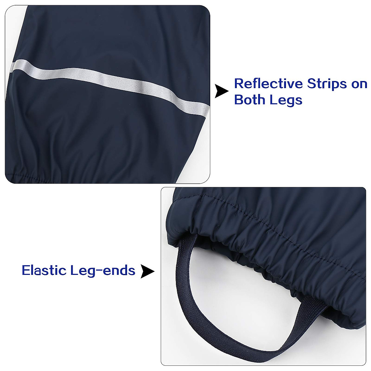 SSAWcasa Kids Rain Pants, Toddler Waterproof Little/Big Boys Girls Pants, Trail and Rain Splash Overalls, Mud Dirty Proof Rain Suspender Trousers (Black, S)