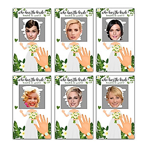 Bridal Shower Games - Who Has The Groom Scratch Off Celebrity Cards - Elegant Greenery Floral Bachelorette Party Game Favor Decor- Wedding/Engagement Party Ideas Activities - 36 Mini Size Cards(04)