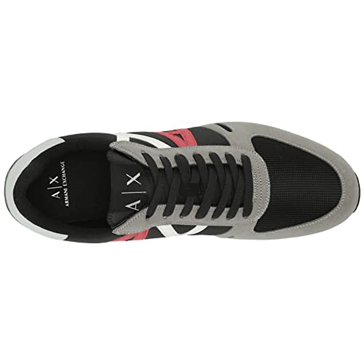 A|X ARMANI EXCHANGE Men's Retro Trainer Sneaker, Shark + Black, 12