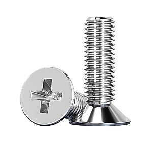 NACX M2 x 6mm Phillips Countersunk Flat Head Machine Screws Bolts, A2-70, Silver Tone, 304 Stainless Steel, 500Pcs