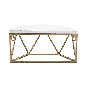 Sagebrook Home Demilune Wall Shelf Rustic Bedroom and Bathroom Shelves, White and Gold, 12 L x 6 W x 6 H Inches