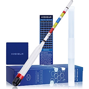 Kosoeur Triple Scale Hydrometer, Alcohol Hydrometer for Wine, Mead, Kombucha & Beer, Mead Making Kit, (ABV Tester, Brix, Specific Gravity Hydrometer), Hydrometer Alcohol Kit for Wine Brewing Supplies