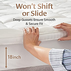 Belle Terre Cooling Mattress Topper Queen Size - Ultra Soft & Thick Mattress Pad - Bed Cushion with Breathable Bamboo Cover and Deep Pockets - Pillow Top Mattress Topper Protector