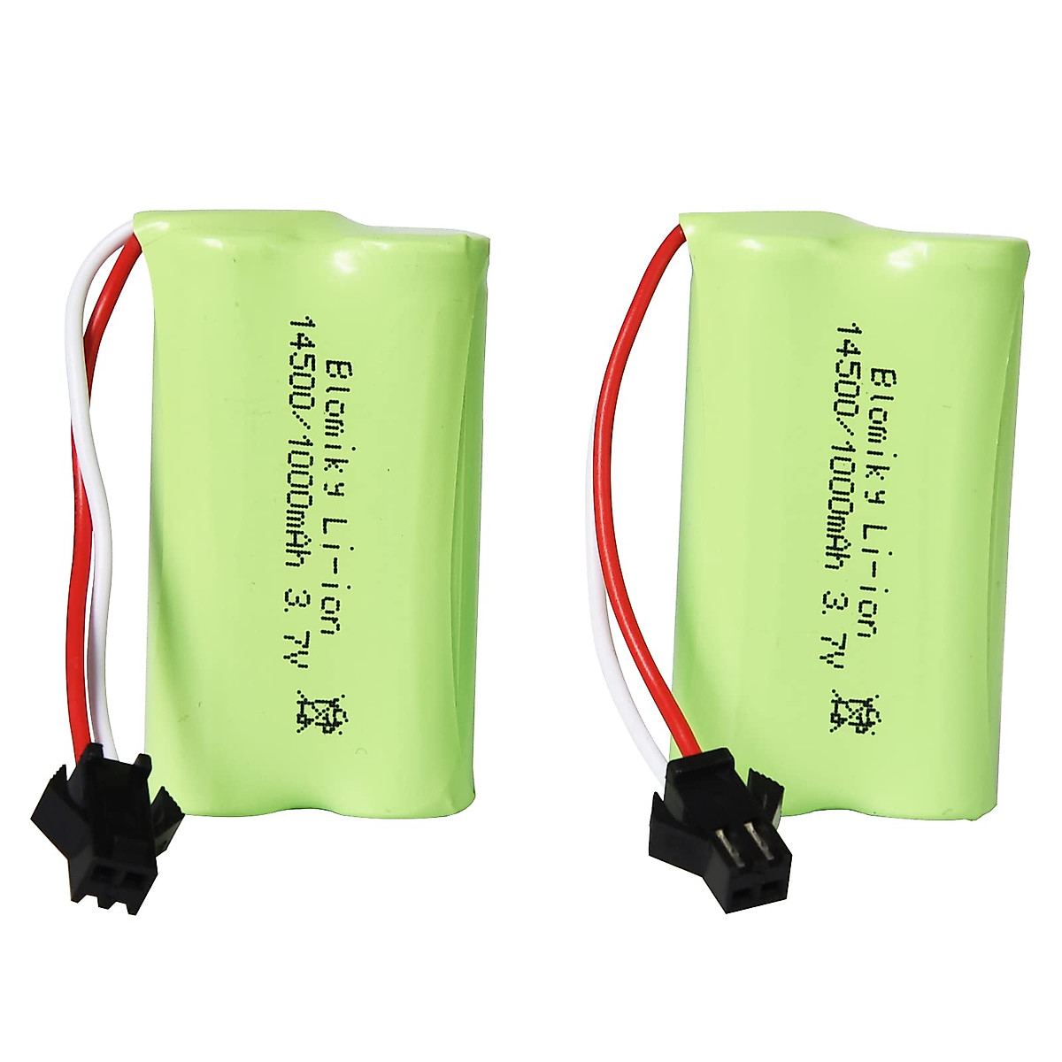 Blomiky 3.7V 1000mAh 2 Pack Lithium-ion Rechargeable Battery with SM2P Plug and Charger Cable for Remote Control Trucks / 813A Battery 2