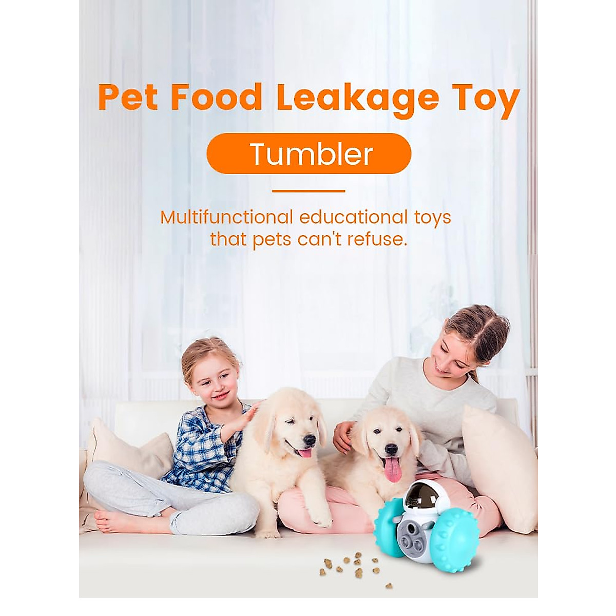 Pet Treat Interactive Food Dispenser Toy, Automatic pet Feeder Multifunctional Toy for Small and Large Dogs, and Cats, Improves IQ and facilitates Digestion