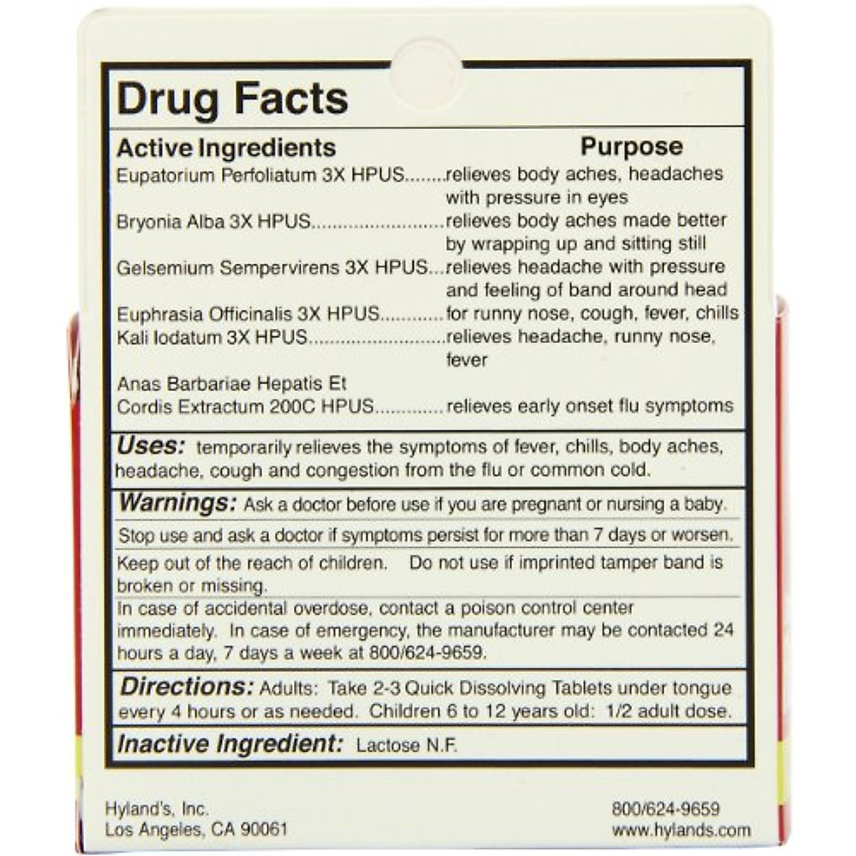 Cold and Flu Like Symptoms Medicine, Hyland's Complete Flu Care, Homeopathic Remedy, 120 tablets