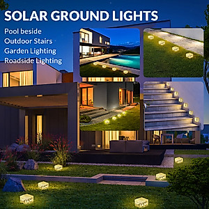 HOFLYW 6 Pack Solar Brick Lights Landscape Path Light Garden Decoration Yard Paver Road Lighting Recessed Paver for Garden, Pathway, Patio, Walkway Decor