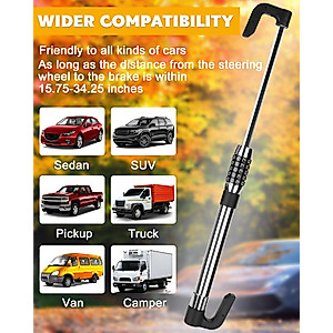 Tevlaphee Steering Wheel Lock Anti Theft Device Retractable Brake Pedal Lock Keyless Password 5 Coded Combination Anti Theft Car Security Device Heavy Duty Universal Fit for Vehicle Car Truck Van SUV