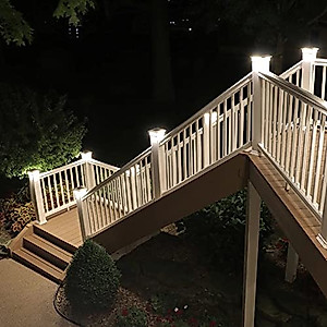 JVK Goods Post Cap Lights Outdoor 8 Pack, Fits 4x4, 5x5, 6x6 Square Post & Fence Deck Patio Garden Pathway, Rechargeable Solar Powered Warm-of-White, Work All Night, Waterproof, Wight Color