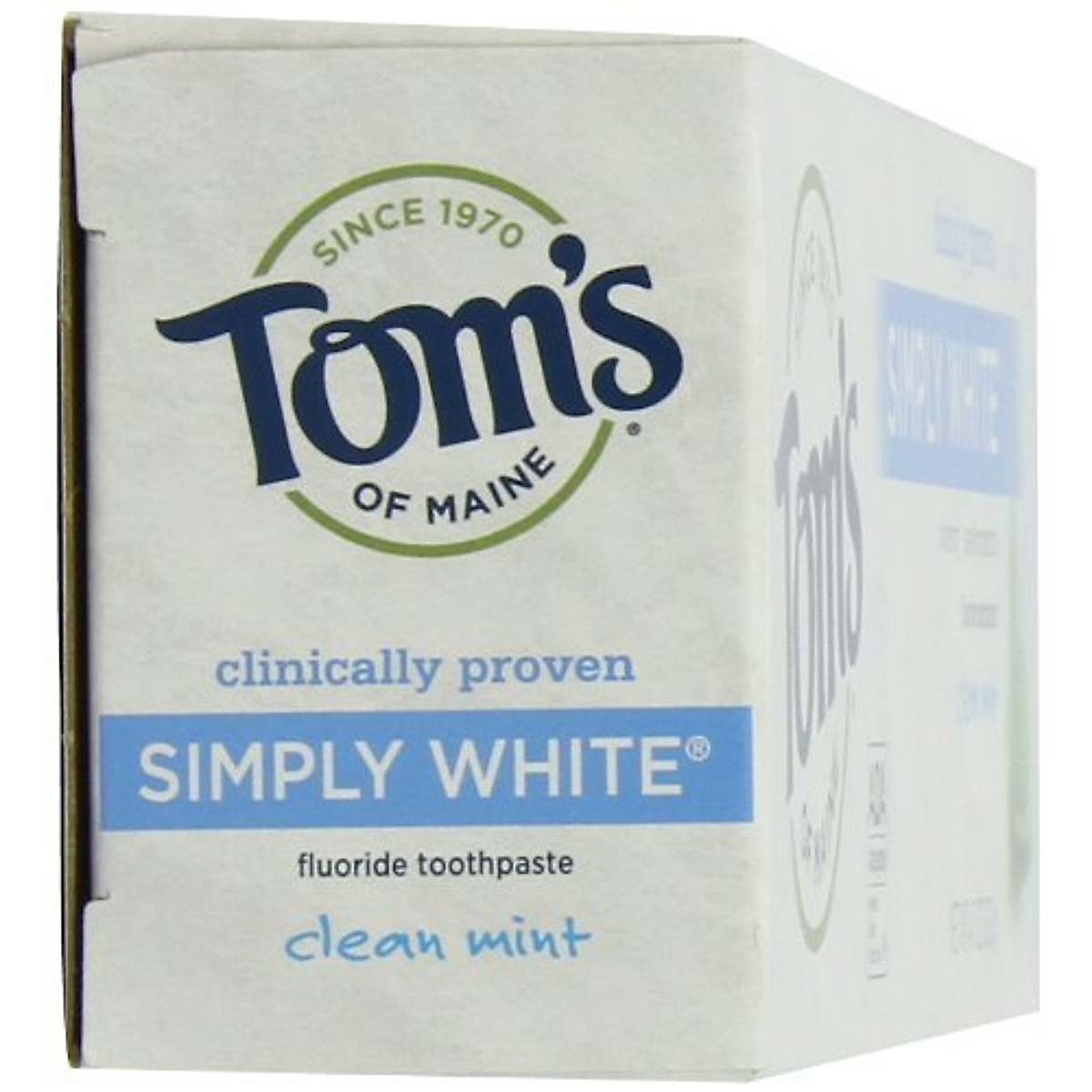 Tom's of Maine Natural Simply White Fluoride Toothpaste, Clean Mint, 4.7 oz. 6-Pack (Packaging May Vary)