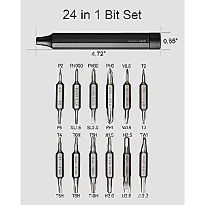 HOTO Precision Screwdriver Sets, 24-in-1 Manual Screwdriver, 24 pcs Tough S2 Steel Bits, Manual Pen Shape, Ideal for Electronics, Glasses and Bracelets, Slate Grey