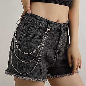 Plzoslly 2 Pieces Belt Chains Jeans Chains for Men Women, Stainless Steel Wallet Chain Hip Hop Pants Chain Pocket Chain for Wallet, Jeans Pants, Belt, Handbag