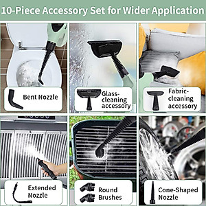 Handheld Steam Cleaner, 10 in 1 Steamer for Cleaning, Upholstery Steamer Cleaner, Car Steamer, Steam Cleaner for Surface Cleaning Home, Sofa, Bathroom, Car seat, Office (Green)