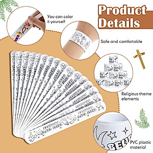 Color Your Own Faith Slap Bracelets Jesus Bracelets for Easter Kids Christian Religious Craft Blank Slap Bands with Religious Sayings for Sunday School Crafts Coloring DIY Gifts, 3 Styles(72 Pcs)