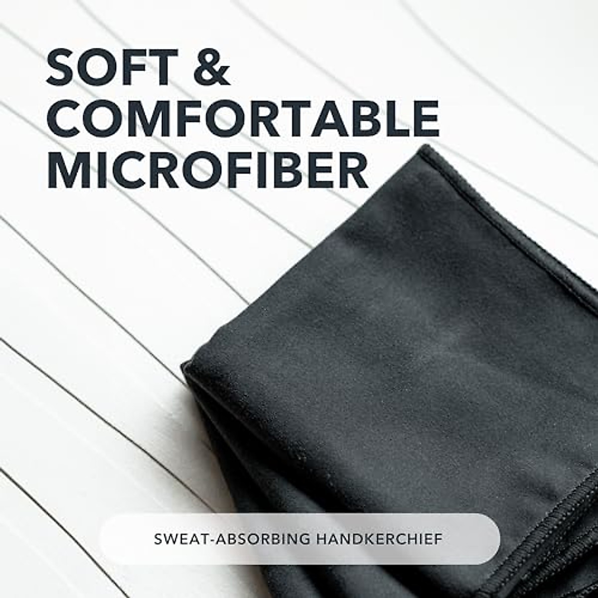 SweatBlock Microfiber Sweat Absorbing Handkerchief - Sport, Gym, Daily Use - for Hands, Face, Body - Machine Washable, Reusable - Men & Women - 15x15 (3 Pack, Black)