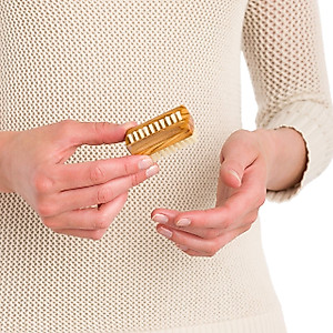 REDECKER Natural Pig Bristle Travel Nail Brush with Waxed Olive Wood Handle, 2-1/4-Inches - Boar Bristle Nail Brush For Cleaning Fingernails - German Wooden Nail Brush