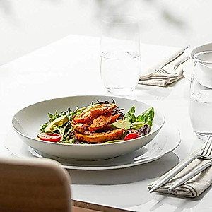 Y YHY 40oz Pasta Bowls, Large Salad Pasta Bowl Set of 6, Shallow Ceramic Soup Bowls, White Bowl Set for Serving, Microwave and Dishwasher Safe, Easy to Clean