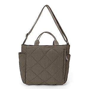 Quilted Tote Bag for Women Crossbody Bags Lightweight Padding Shoulder Bags Nylon Padded Hobo Handbag with Zipper
