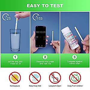 7 in 1 Pool and Spa Test Strips, 100PCS Swimming Pool Water Test Strip, Hot Tub Water Test Strips, Total Hardness, Total Chlorine, Bromine, Free Chlorine, PH, Cyanuric Acid & Total Alkalinity