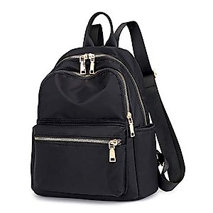 Collsants Small Nylon Backpack for Women Lightweight Mini Backpack Purse Travel Daypack (black)