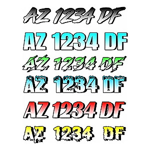 VulgrCo 2 Pack Pair Boat Registration Numbers Custom Personalized State Watercraft Vinyl Decal Sticker Tag Reg Number Lettering Premium Gradient Print