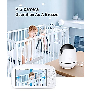 Konnek Stein Baby Video Monitor, Baby Monitor with Camera and Audio 720P HD Resolution, 5.5" Display, Remote Pan/Tilt/Zoom, Two Way Audio, Night Vision, Lullabies, Room Temperature, for New Parents