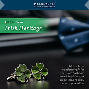 Danforth Four Leaf Clover Cufflinks – Handcrafted Green Clover Pewter Cufflinks – Made In USA
