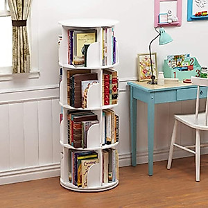 Toytexx Inc & Design 4 Tier 360° Rotating Stackable Shelves Bookshelf Organizer (White)