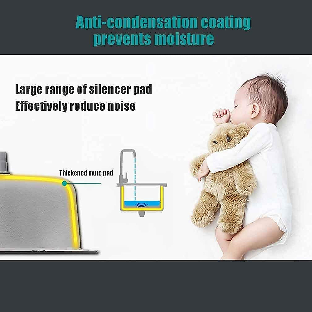 YOtat Stainless Steel Sink Sink Set, Kitchen Taichung, Undercounter Basin, Sink, Sink, Double-Bath Composite Practical Sink, Anti-Scratch Sink