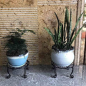 Uuuda 2 Pack Plant Stand 6IN Tall Indoor Outdoor for Flower Pot Metal Garden Container Round Supports Rack,11.8 Inches Black