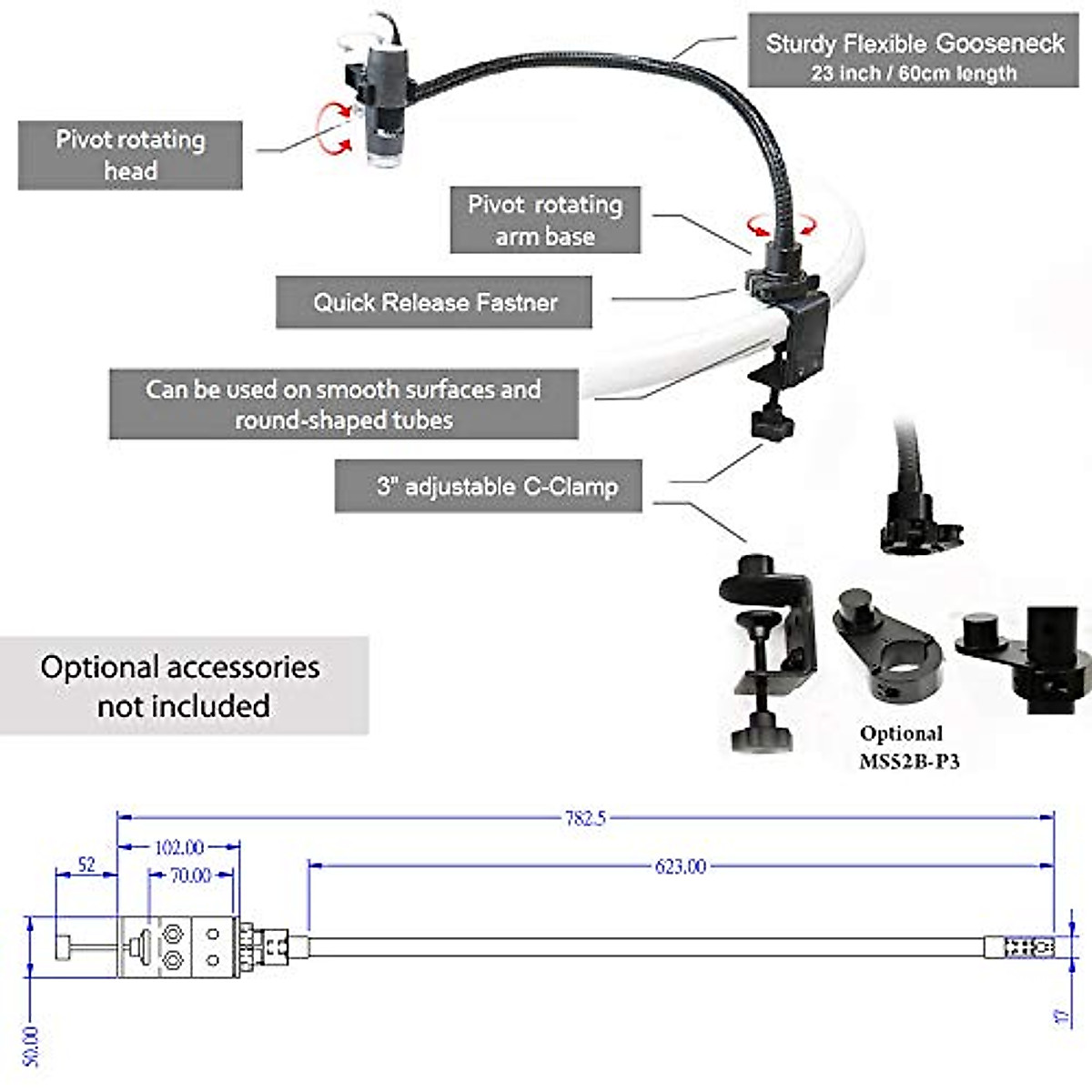 Dino-Lite RK-02 Desk Clamp Flex Arm Mount