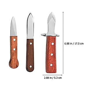 Angoily Hand Oyster Shucker 3Pcs Stainless Steel Oyster Knives with Wood Handle Shucker Oyster Shucking Tool Clam Shellfish Seafood Opener Practical Kitchen Oyster Knife Shucker