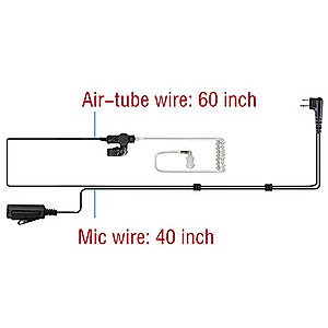A AIRSN 2 Pin Earpiece Headset for Motorola CP200,GP300,CLS1110,CLS1410 Walkie Talkies/Two Way Radio with Transparent Acoustic Tube (Pack of 2)