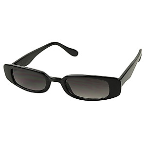 ShadyVEU Slim Classic Rectangular Sunglasses UV Protection 90’s Vintage Small Wide Retro Frame Fashion Shades (Black Frame, Gradient Black Lens)