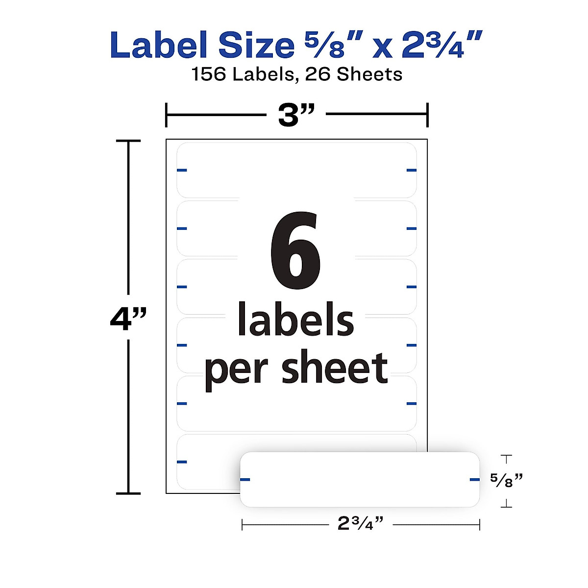 Avery Permanent File Folder Labels 2.75 x 0.625 Inches, White 156 labels