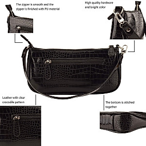 Jiaruo Retro Classic Clutch Small Women PU Leather Shoulder Bag Tote Handbag (Black)