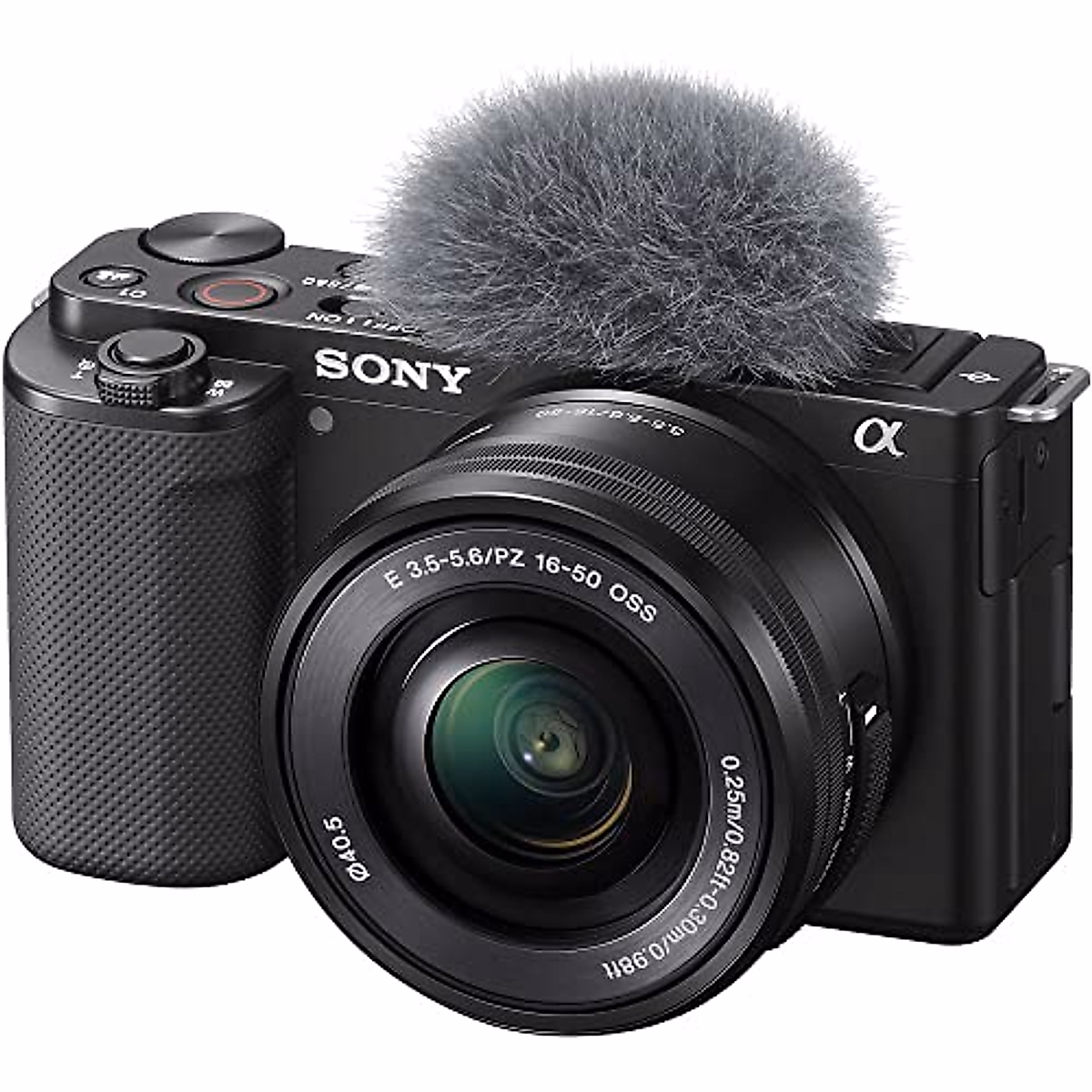 Sony ZV-E10 Mirrorless Camera with 16-50mm Lens (Black) (ILCZV-E10L/B) + 64GB Memory Card + Bag + Card Reader + HDMI Cable + Flex Tripod + Hand Strap + Memory Wallet + Cleaning Kit (Renewed)