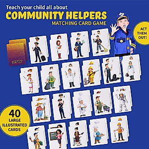 SPARK INNOVATIONS Community Helpers Memory Matching Game, Memory Game with Picture Cards, Children’s Games 4 and Up, Preschool Must Haves, Homeschool Materials