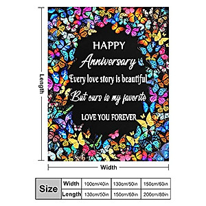 ZCBEQ Wedding Anniversary Blanket Gifts Couple Romantic Anniversary Throw Blanket Happy Anniversary for Him Her Wife Husband Parents 60"X50"