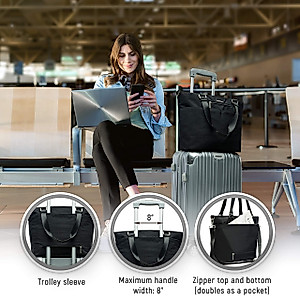 Lily & Drew Nylon Crossbody Bag for Women with Shoulder Strap, Luggage Strap, Laptop Sleeve (Black)