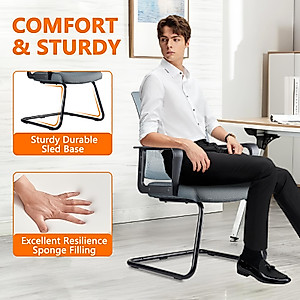 CLATINA Office Guest Chair with Lumbar Support and Mid Back Mesh Space Air Grid Series for Reception Conference Room 2 Pack