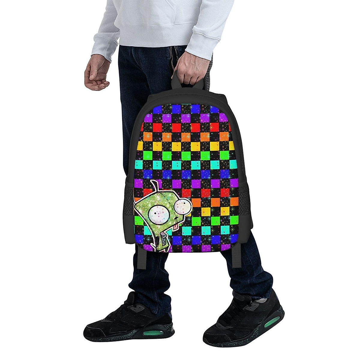 CONPELSON Backpacks Invader Anime Zim Adjustable Laptop Backpack Double Shoulder Bag for Women Men Climbing Shopping Work