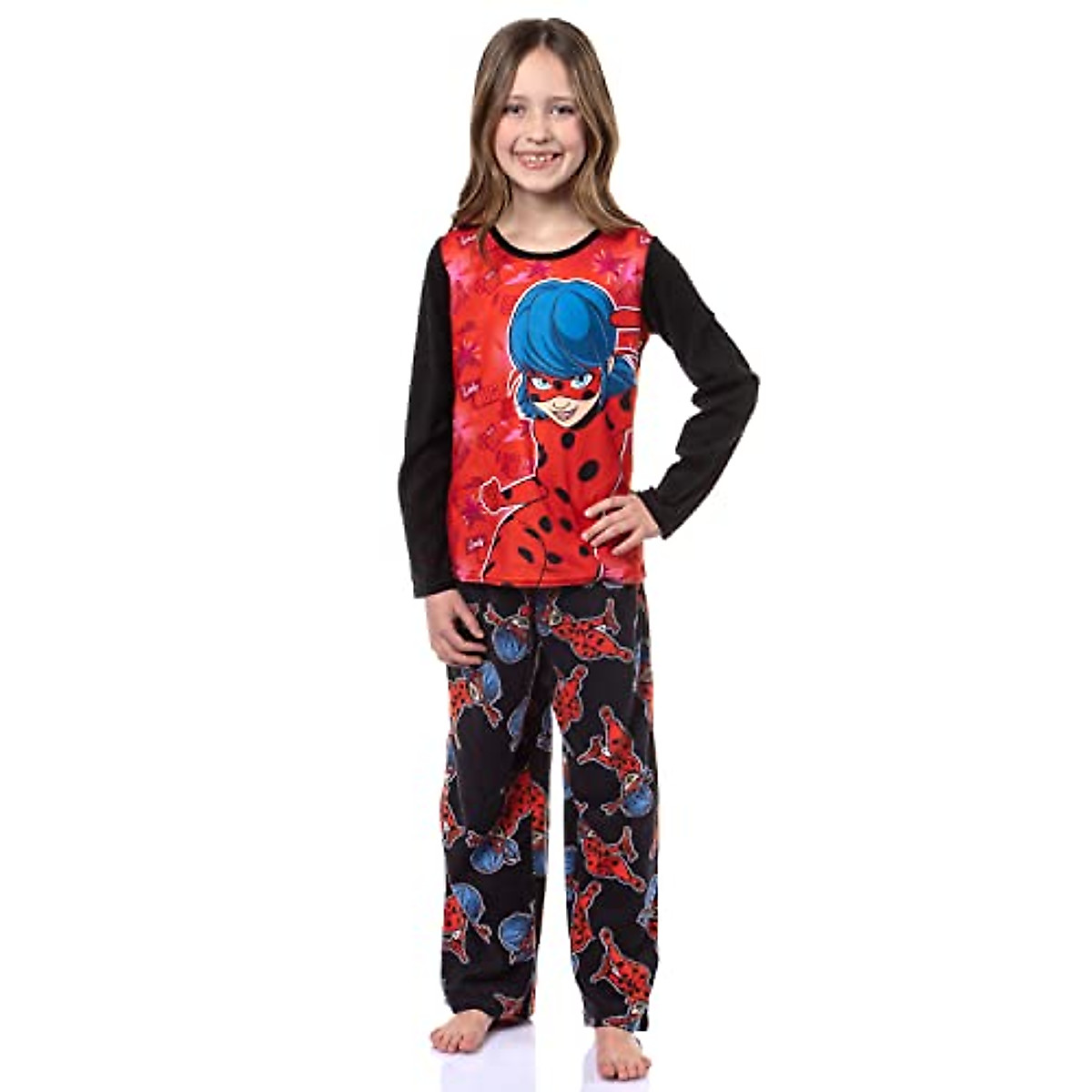 Komar Kids Miraculous Ladybug Girls Be Yourself Girl Power 2 Piece Pajama Set, 8 Multicolored