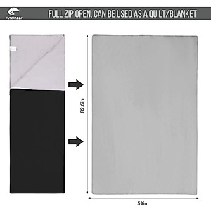 Warm Weather Sleeping Bag, FYMANNY Portable Waterproof Compact Lightweight Comfort with Compression Sack for Camping Backpacking Hiking, 83 L x 30" W Fits Adults(Black)