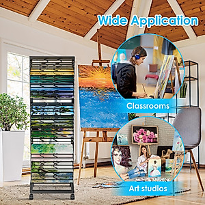 WISIMMALL Art Drying Rack, Paint Drying Rack with 27 Removable Shelves, Lockable Wheels, Metal Art Storage Rack, Art Drying Rack for Classroom, Art Studios and Schools