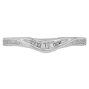 Dazzlingrock Collection 0.12 Carat (ctw) Round & Baguette White Diamond Wedding Band, 14K White Gold, Size 4.5