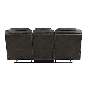 Lexicon Recife Polished Microfiber Double Reclining Sofa, Chocolate