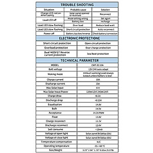 12V 24V Auto 10A Charger Controller IP68 Waterproof PWM Solar Charge Controller Solar Panel Battery Intelligent Regulator for Solar System Caravan Boat Solar Controller for Lead-Acid Battery