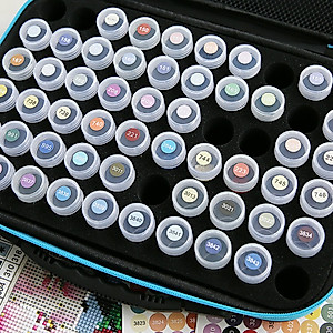 Partslety Storage Containers, 60 Slots Kits Accessories and Tools Portable Organizer Case for 5D Diamond Beads Jewelry Ring Blue60 Bottle Storage Bag