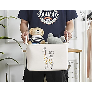 DECOMOMO Storage Baskets for Shelves 25.5L Canvas Storage Bin for Baby Laundry, Kids Toys, Nursery- Closet Storage Bins for Shelves (Lion, Zebra, Giraffe – 3 Pack / Large)